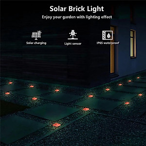 keeda Solar Brick Lights Waterproof Solar Path Ice Cube Lights Outdoor LED Decorative Ice Block Floor Tile Lights for Garden, Pathway, Patio, Walkway (Red, Pack of 1)