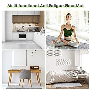 Anti Fatigue Kitchen Mats Rug(43.5X120cmX10mm), Anti Fatigue Standing Mat Area Rugs PVC Waterproof, Non-Slip, Oil Resistant Floor Mats for Kitchen, Office, Grey
