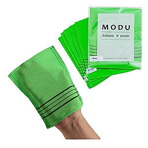 Modu 6 Pcs Korean Exfoliating Mitt Bath Washcloth 6.7 x 5.5 in - Asian Italy Towel (Small 6 Pcs Green)