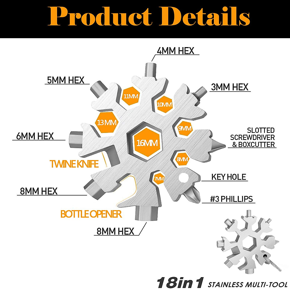 Bottle Opener Flat Phillips Screwdriver Kit/Wrench Keychain Gadgets Outdoor (Silver)