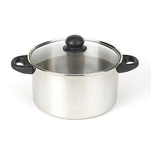 GoodCook Classic Stainless Steel 5-Quart Dutch Oven with Tempered Glass Lid, Silver