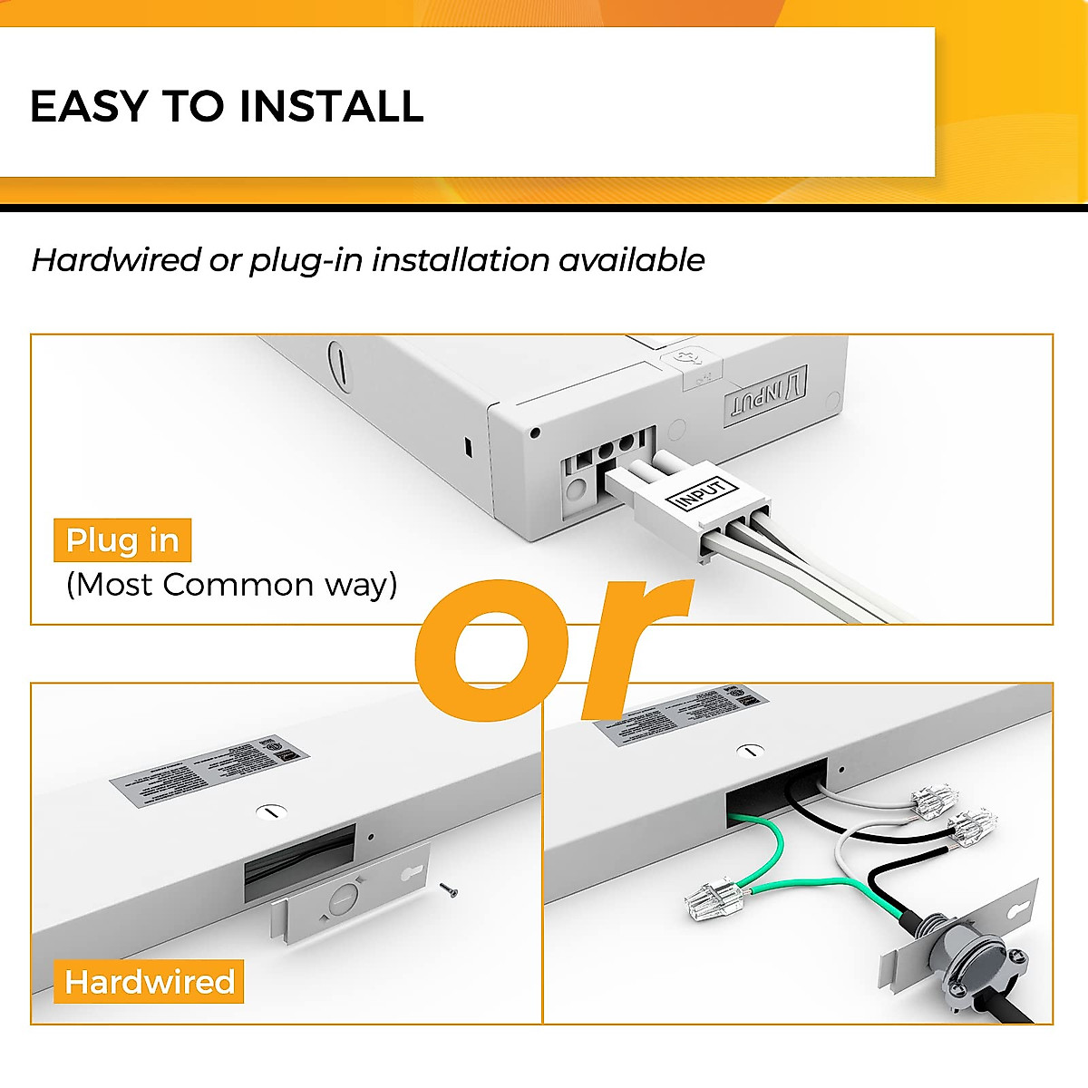 Hizashi 14Inch Under Cabinet Lights Hardwired or Plug in, 5CCT Color Selectable-2700K/3000K/3500K/4000K/5000K, 9W 650lm Dimmable Under Cabinet Lighting, CRI＞90, Linkable, ETL & Energy Star