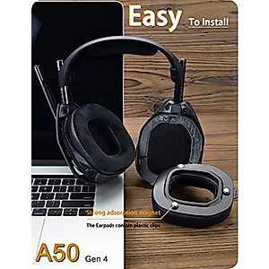 A50 Gen 4 Mod Kit - defean Replacement Earpads and Headband Compatible with Astro A50 Gen 4 Headset,Ear Cushions, Upgrade High-Density Noise Cancelling Foam, Added Thickness (Black Protein and Velour)
