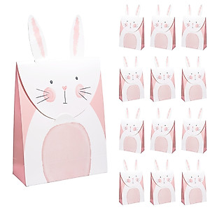 Cheerland Pink Bunny Gift Bags for Easter Rabbit Garden Tea Candy Sweets Goodie Bag Party Favors Decorations Supplies