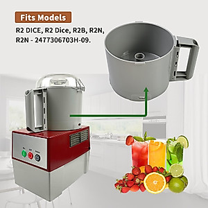 Vanshly 112204S Food Processor Gray Bowl 3 Quart compatible with Robot Coupe R2 3L Gb,R2 DICE, R2 Dice, R2B, R2N