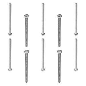 Bettomshin 10Pcs M8 x 120mm Hex Bolts, 304 Stainless Steel 1.25mm Thread Pitch Fully Threaded Metric Hex Head Screw Bolts, Hexagon Screw Bolt, Hex Tap Bolts, Silver (Overall Size 125.45x13x13mm)