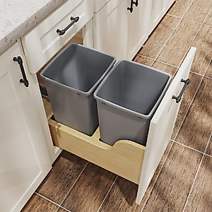 ROOMTEC 35QT Kitchen Trash Can, Lightweight and Sturdy Slim Trash Can, Wastebaskets for Office, Workspace, Kitchen, Bathroom, Easy to Clean, 1 Pack