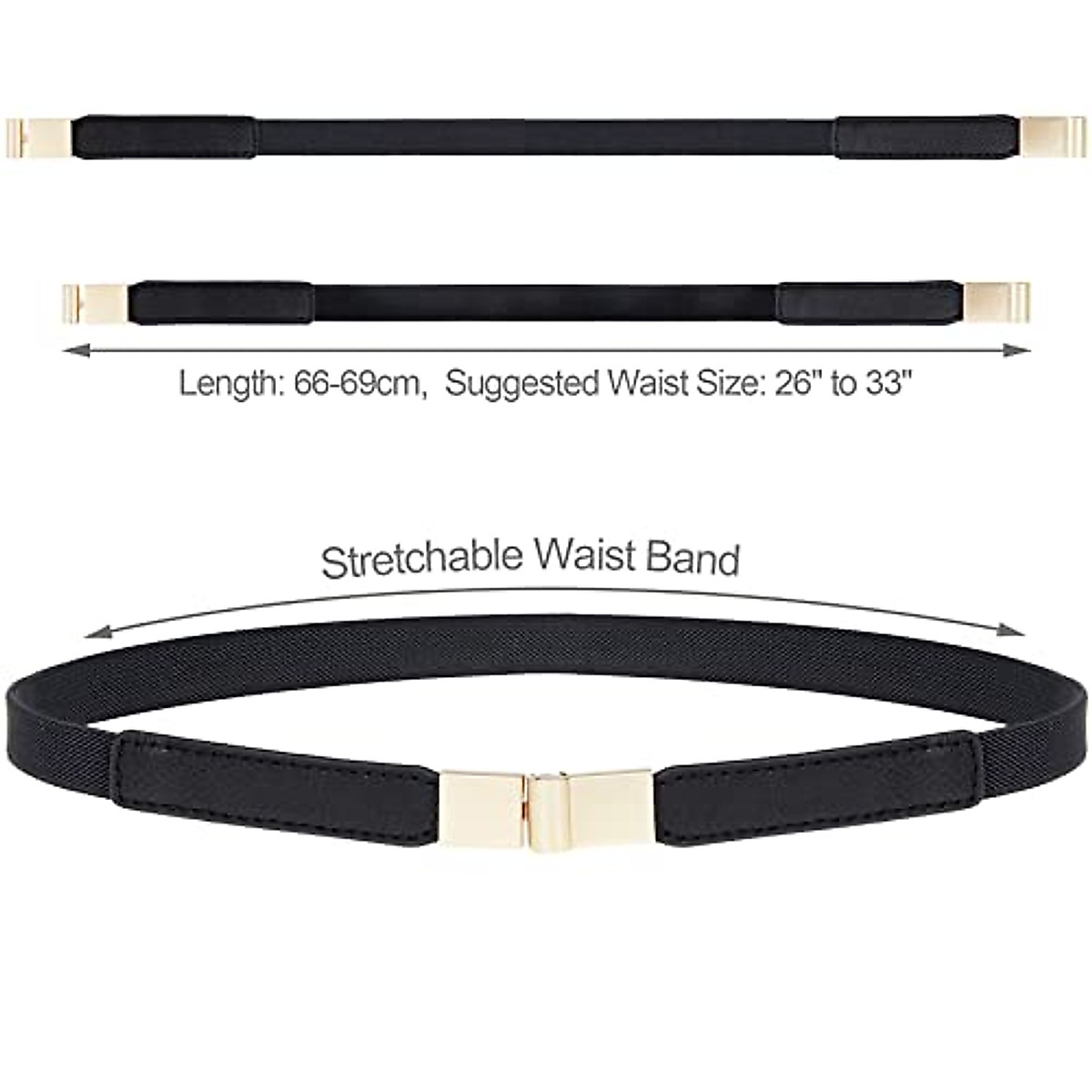 EAONE Skinny Waist Belts for Women 5 Pack, Fashion Stretchy Retro Elastic Leather Belts for Dresses