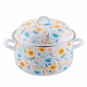 McSunley 6 Quart Porcelain Enamel Dutch Oven, Floral