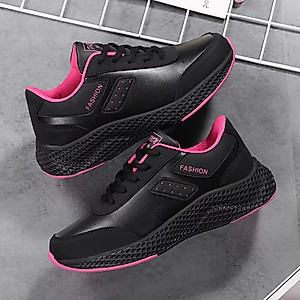 Womens Lightweight Stylish Solid Anti Skid Casual Sport Shoes for Spring Autumn Exercise Gym Athletic Street Travel Trip School Office Black Pink 5.5 Women