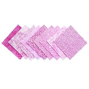 FlashPhoenix Quality Sewing Fabric – It's All Pink 90-pc precut Charm Pack 5 Squares 100% Cotton Fabric Quilt Size: 5x5 Inch