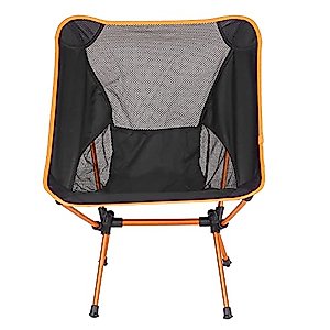 Aluminum Alloy Portable Chair, Nylon Mesh Simple Operation Outdoor Camping Chair with A Stable Four Arm Design for Fishing(Orange)