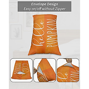 Edwiinsa Thanksgiving Pillow Covers King Standard Set of 2 Bed Pillow, Plush Soft Comfort for Hair/Skin Cooling Pillowcases with Envelop Closure 20x36 Inches Burnt Orange Pumpkin Festival