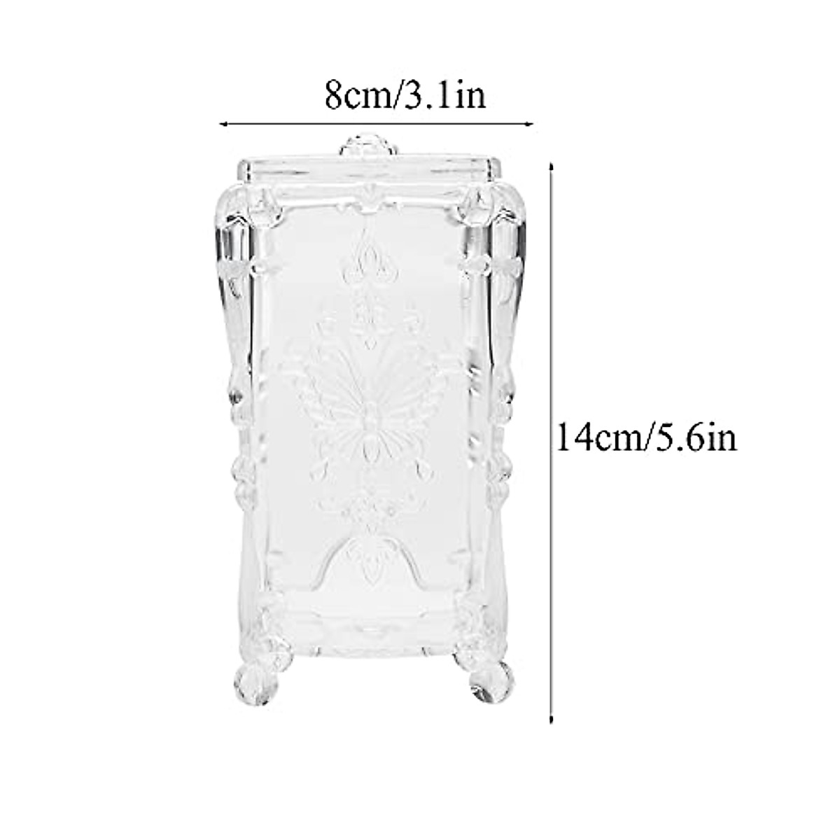 Cotton Pads Holder Organizer Swab Balls Box Holder Dispenser Storage Canister Cosmetic Pads Container for Bathroom Countertop Vanity (Transparent)