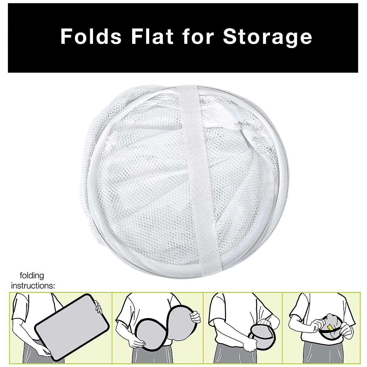 Smart Design Deluxe Mesh Pop Up 3 Compartment Laundry Sorter Hamper Basket - VentilAir Fabric Collapsible Design - for Clothes & Laundry - Home Organization (Holds 6 Loads) (33 x 15 Inch) [White]