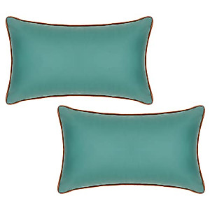 howdy deco Silicone Waterproof Lumbar Pillow Covers for Summer Outdoor Fadeproof Rectangle Pillowcase Durable Cushion Sham Decorative for Garden Patio Tent Balcony Bench Sofa 12x20 Inch, Dark Green