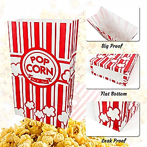 YESMONA 50 Pcs Flat Bottom Popcorn Bags, 2 oz Paper Popcorn Bags for Family Movie Night Baseball Themed Carnival Christmas Birthday Party …