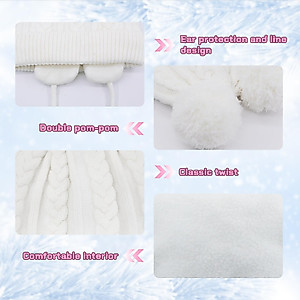 Duoyeree Baby Beanie with Pom-pom Ears Newborn Earflap Hat for Toddler Boys Girls