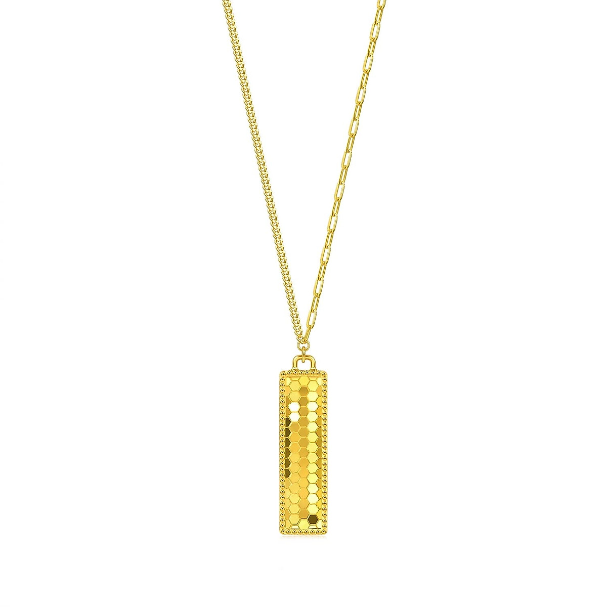 CHOW SANG SANG Dazzling Mirror Gold 999.9 24K Solid Gold Price-by-Weight Gold Simple Rectangle Necklace for Women 93401N (Approx. 0.21tael (~7.86g), 18.5", (47 CM))
