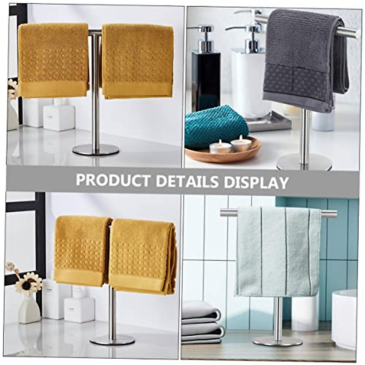 Zerodeko Stainless Steel Towel Bar Towel Hooks Washcloths Hand Towel Stand T-Shape Towel Rack Countertop Towel Stand Watch Rack Standing Towel Storage Holder Balanced Base Towel Holder Pole