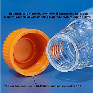 KIGITIK Glass Round Media Storage Bottles, 3.3 Borosilicate Clear Glass With GL45 Screw Cap, for Schools, Home, Lab Reagent Bottle (100ml)