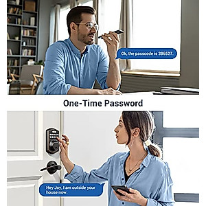 Veise Fingerprint Door Lock with 2 Lever Handles - Keyless Entry Door Lock, Electronic Keypad Deadbolt & Front Door Lock Handle Sets, Auto Lock & 1 Touch Locking, Easy Installation, Oil Rubbed Bronze