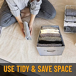 Large Clothes Organizer for Jeans and Sweaters, Sturdy, Stackable, 7 Grid, 2 Handles, Foldable