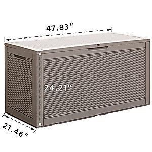 Rankok 100 Gallon Resin Deck Box Outdoor Waterproof Storage Box for Patio Furniture Outdoor Cushions Throw Pillows Garden Tools and Pool Toys With Handles (Beige)