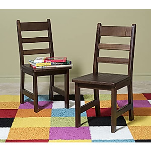Lipper International 523-4WN Child's Chairs for Play or Activity, 12.38" W x 15" D x 26.63" H, Set of 2, Walnut Finish