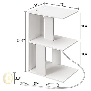 ALLOSWELL End Table with Storage Shelf and MAHANCRIS End Table with Charging Station Bundle, Sofa Couch Table with Storage Shelf,Beside Table for Bedroom, Living Room ETHR3801-ETWT18E01Z