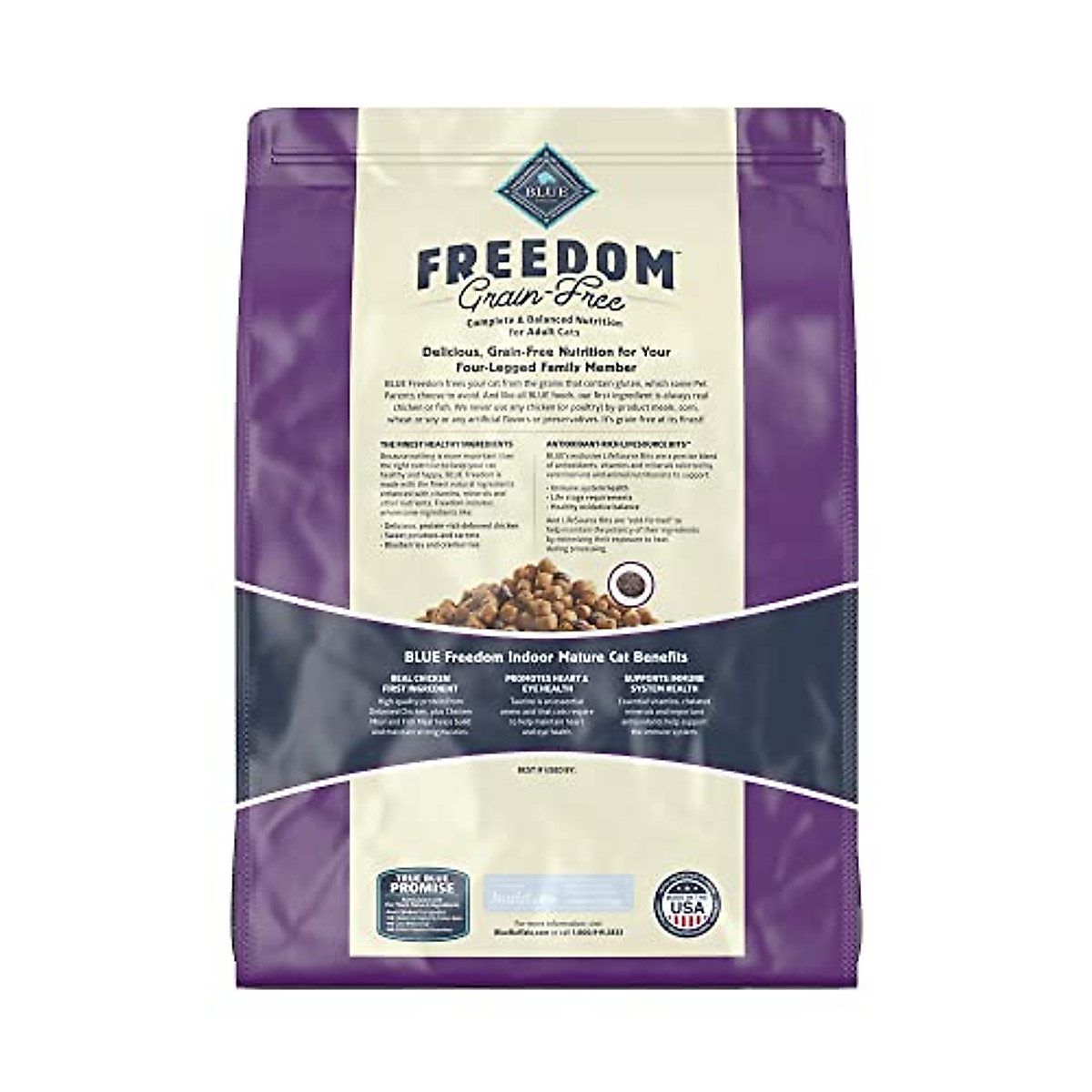 Blue Buffalo Freedom Grain Free Natural Indoor Mature Dry Cat Food, Chicken 11-lb