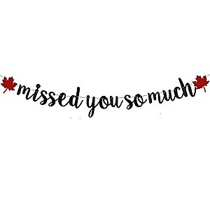 QWLQIAO We Will Miss You Banner Decorations Missed You So Much Banner, Black Glitter Welcome Back Sign Family Party Supplies ,Deployment Returning Military Army Homecoming Party