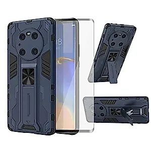 Asuwish Phone Case for Huawei Mate 40 Pro 5G with Tempered Glass Screen Protector Cover and Slim Stand Hybrid Rugged Kickstand Cell Mobile Accessories Hawaii Mate40Pro Mate40 40Pro 4G Women Men Blue
