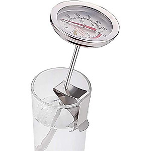 BOHK 8 Inch Meat Temperature with Clip for Cooking Grill Thermometer with Probe Stainless Steel Metal Thermometers for Deep Frying