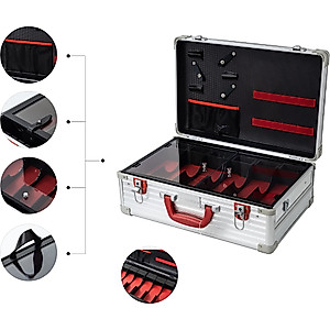 JC Barber 6 Clippers Sliding Tray Hard Travel Storage Case Organizer for Hair Stylist Supplies Combs Shears Trimmers Scissors. Professional Barber Travel Suitcase. Salon Hair Cutting Grooming Kit