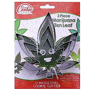 Zen Marijuana Leaf Shaped Cookie Cutter - 3 Piece Set, Premium Food-Grade Stainless Steel, Dishwasher Safe