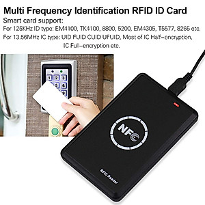 TO BE SECOND JASAG 13.56MHz IC Card Copier NFC Reader 125KHz RFID Reader Writer Duplicator Smart Card Programmer with IC Encrypted ID Composite Buckle Writable Key Fob Cards black NS106+3+3