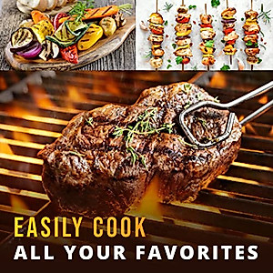 The Perfect Campfire Grill Stainless Steel Original Swivel Cooking Grate W/Raised Edge for Large BBQ and Outdoor Cooking