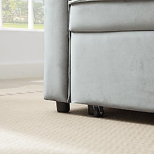 ERYE 64" W Oversized Loveseat Sofa Convertible Spacious Full Size Sofabed with Cupholders, Pull Out Couch Bed,USB Charging Ports and Storage Pockets for Home Apartment Office Living Room