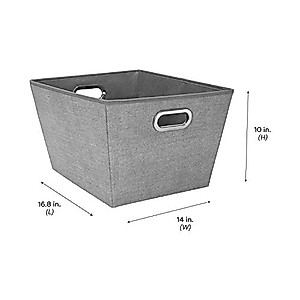 Simplify Large Grommet Bins Heather Grey Soft Storage Collection, Tote