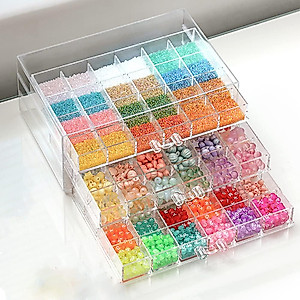 FEECKOCK Earring Organizer Box Acrylic Jewelry Box Storage Drawers, Clear Plastic Display Case Compartments Tray, Holder for Rings Necklaces Earrings, Beads, Crystal, Stone