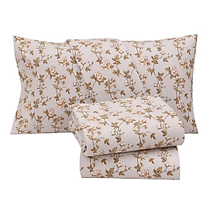 RUVANTI Flannel Sheets Full Size - 100% Cotton Double Brushed Bed Sheets Set, Deep Pockets 16 Inches, All Seasons Breathable & Extra Soft Full Sheets, Warm & Cozy, 4 Piece, Dazzale