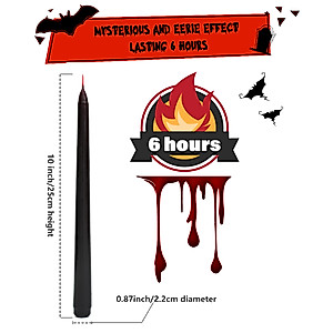 Viyffo Vampire Tears Taper Candles 10 Inch Set of 4 Unscented, Smokeless Long Tall Black Tapered Candle Sticks for Home, Spooky Decor Gothic