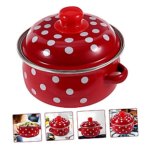GRIRIW Double Ear Enamel Soup Pot Induction Pans Ceramic Cooking Pot Coffee Maker Soup Making Pot Ceramic Soup Mug with Lid Pasta Pot Ceramic Clay Cooking Supplies Stove Baby