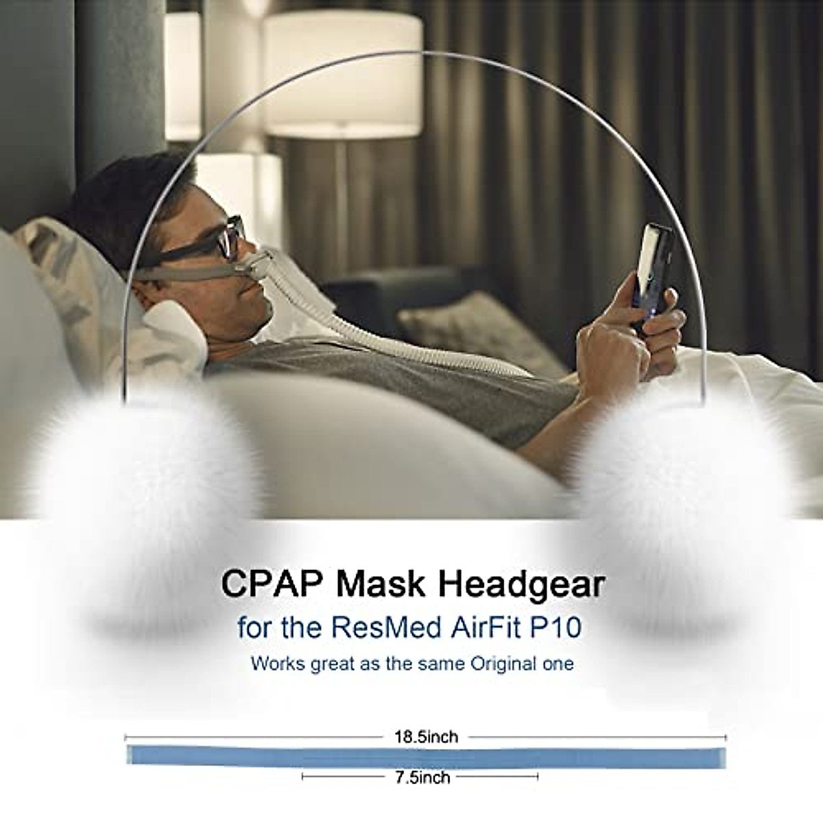 AirFit P10 Headgear for ResMed, 3-Pack Headgear for ResMed CPAP Supplies Headgear Straps for ResMed AirFit P10 CPAP Headgear (with Clips)