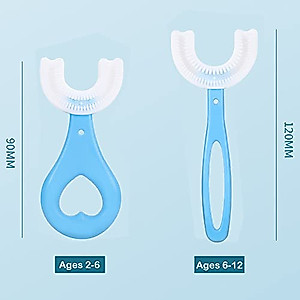 2PCS Kids U-Shaped Toothbrush, Manual Training Tooth Brush, Food Grade Soft Silicone Brush Head, 360° Oral Teeth Cleaning Design for Toddlers and Children(S(Ages 2-6))