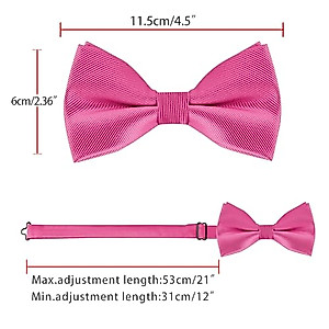 Allegra K Men's Solid Color Pre-Tied Bow Tie with Matching Pocket Square Set for Wedding Party One Size Hot Pink