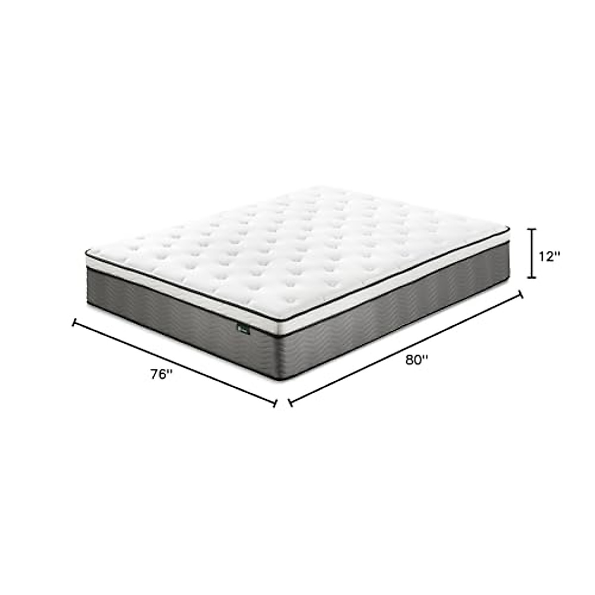 ZINUS 12 Inch True Support Hybrid Mattress [New Version], King, Fiberglass Free, Medium Feel, Motion Isolation, Certified Safe Foams & Fabric, Mattress in A Box