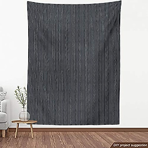 Ambesonne Pinstripe Fabric by The Yard, Monochrome Black and White Design White Thin Uneven Lines on Dark Backdrop, Decorative Fabric for Upholstery and Home Accents, 2 Yards, Black and White