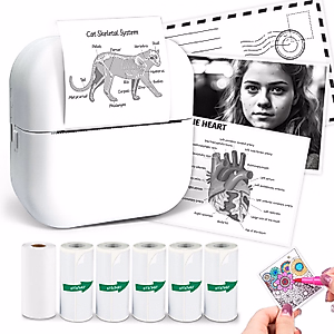 HOTCOLOR Sticker Printer- Mini Printer T02 Pro Portable Thermal Printer Sticker Maker Inkless Pocket Printer Bluetooth Photo Printer for Learning Assistance, Study Notes, Journal, Fun, Work, Receipts